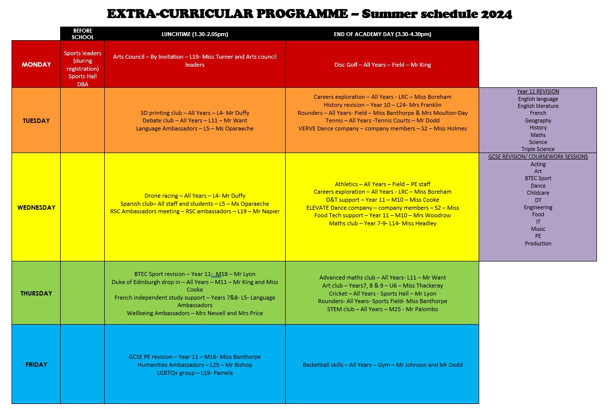 Ormiston Sudbury Academy - Extra-curricular